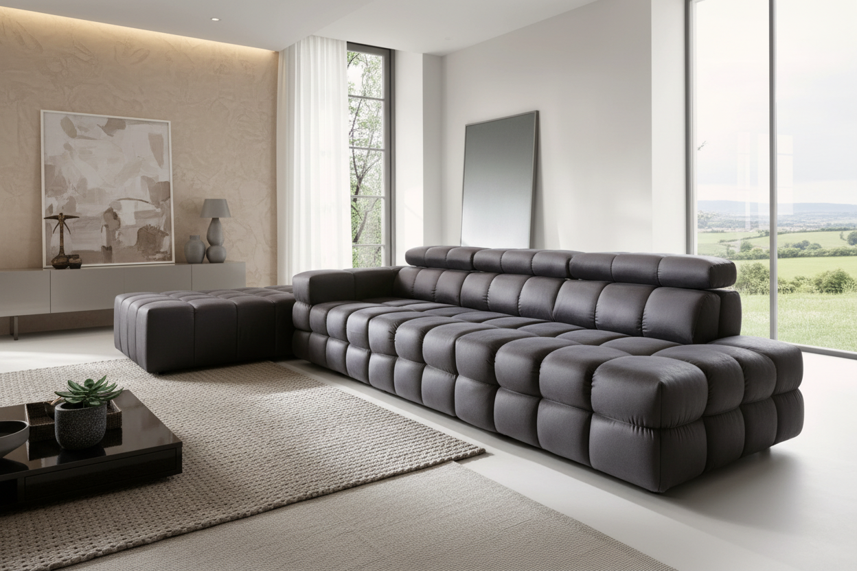 Modulares Sofa Buffalo mit Kopfstützen Velours | SOFABERLIN